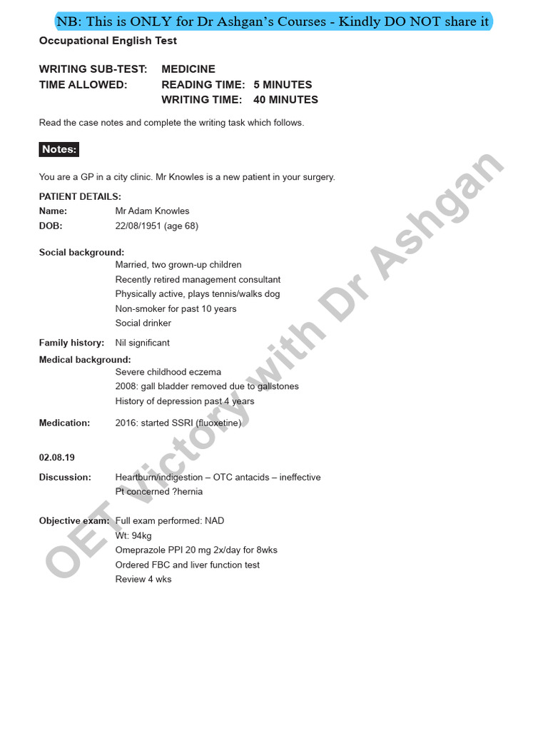 Adam Knowles - DR Ashgan's Model Answers | PDF | Gastroenterology ...