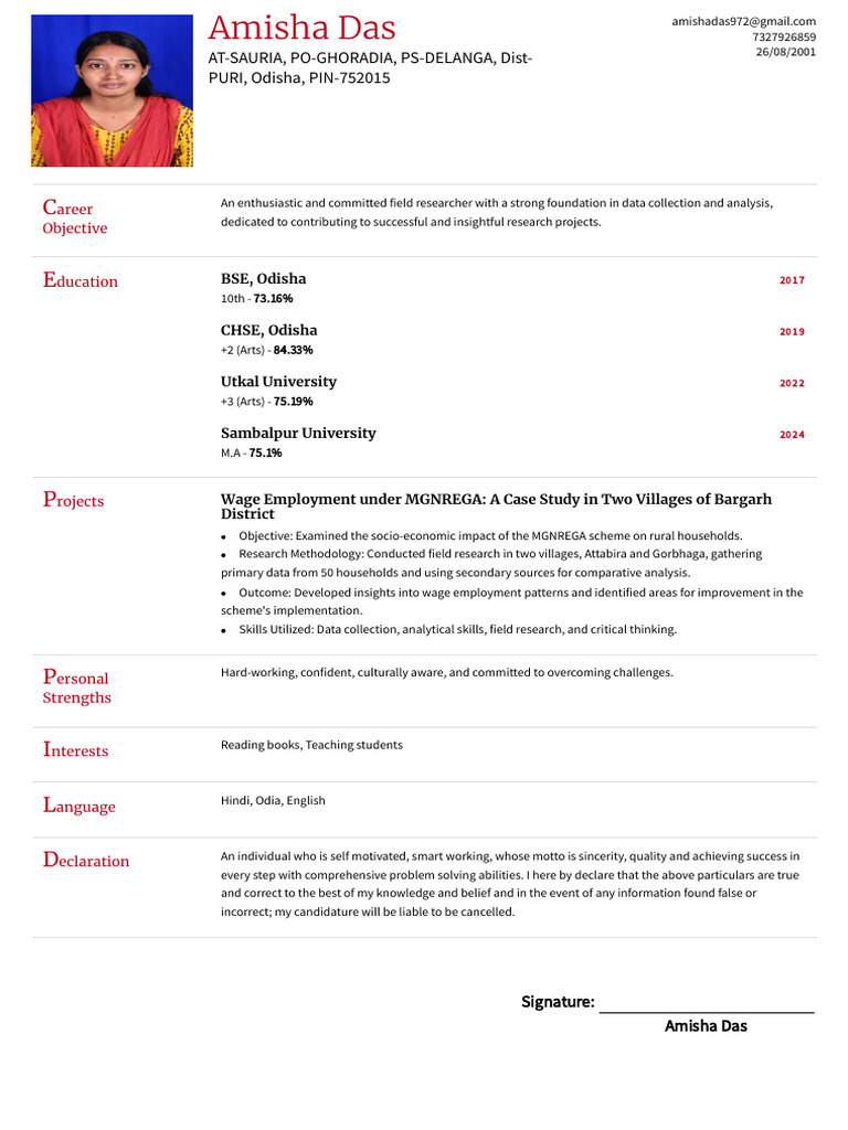 Resume 05 11 2024 11 42 12 Am | PDF | Behavior Modification | Cognition