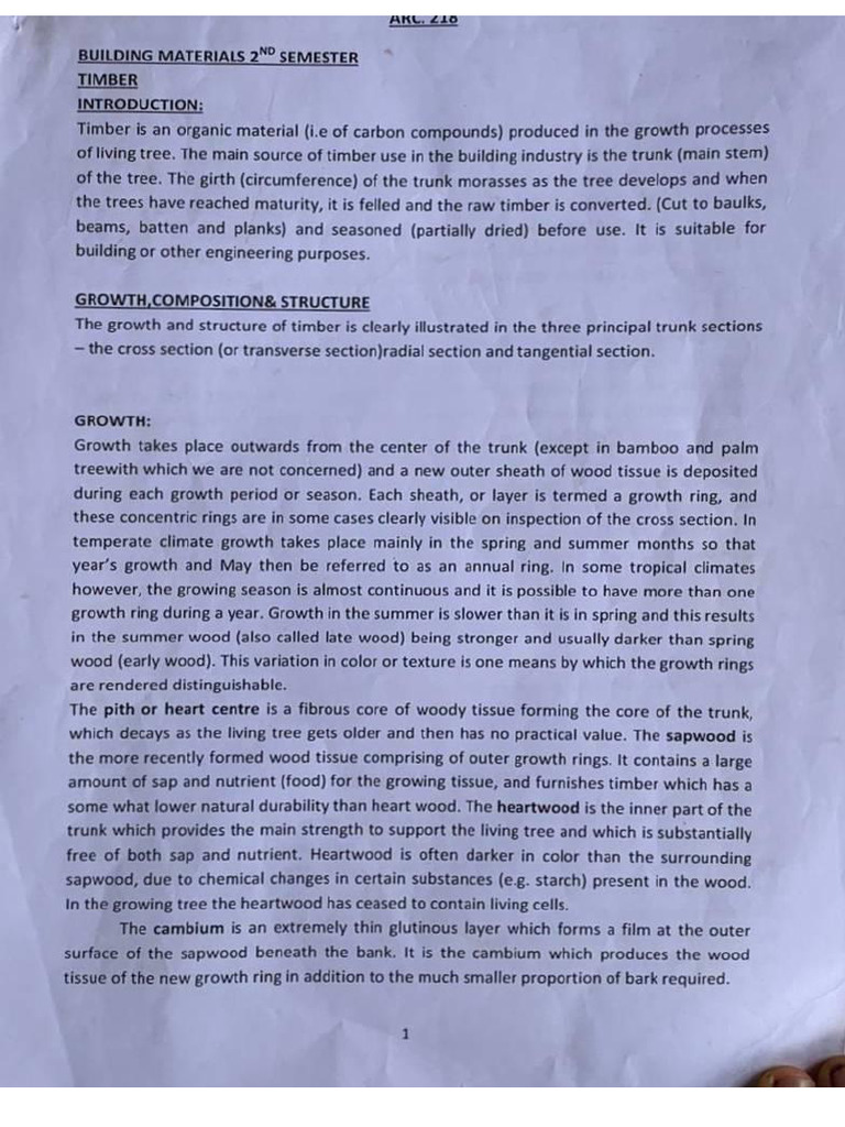 Arc 218 (Building Materials) Material. | PDF