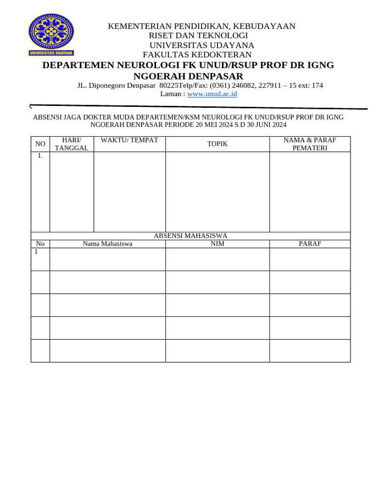 Absen Jaga Kocil | PDF