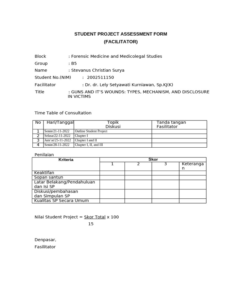 Form Peniliaian SP Forensik (Fasit) | PDF