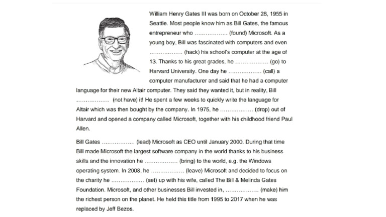 Bill Gates ENGLISH EXERCISE | PDF
