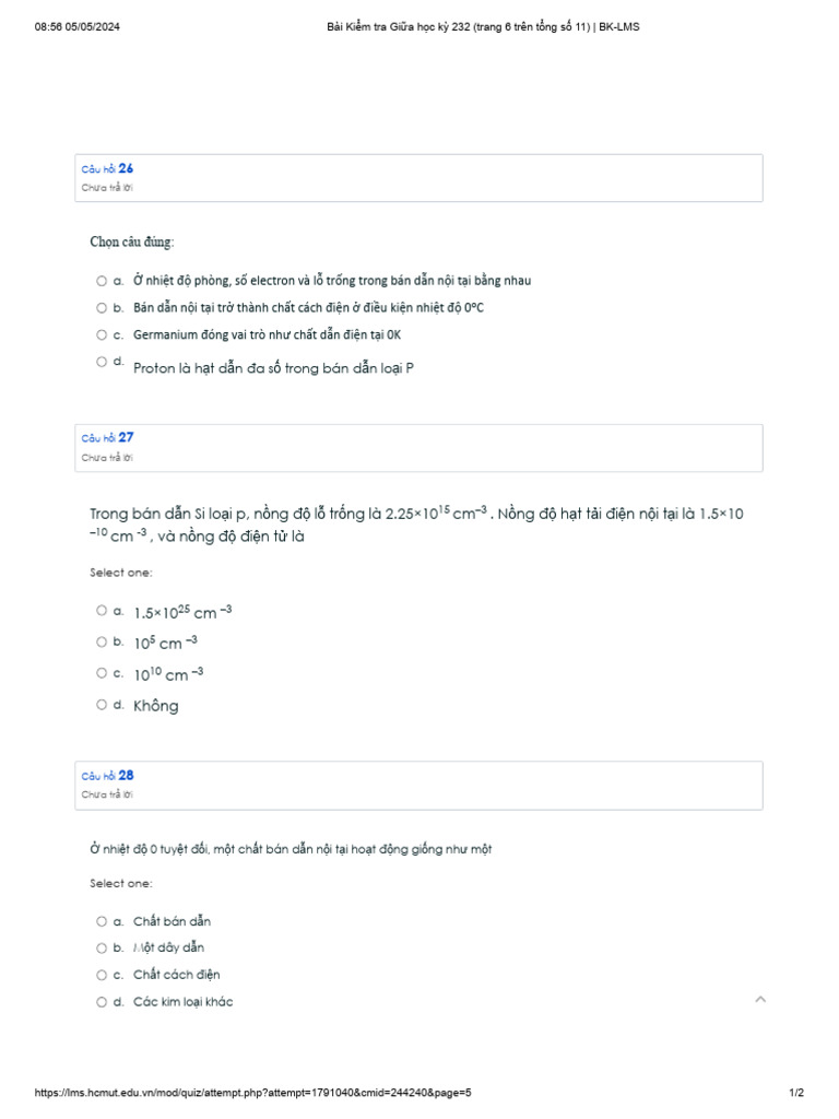 Bài Kiểm Tra Giữa Học Kỳ 232 (Trang 6 Trên Tổng Số 11) - BK-LMS | PDF
