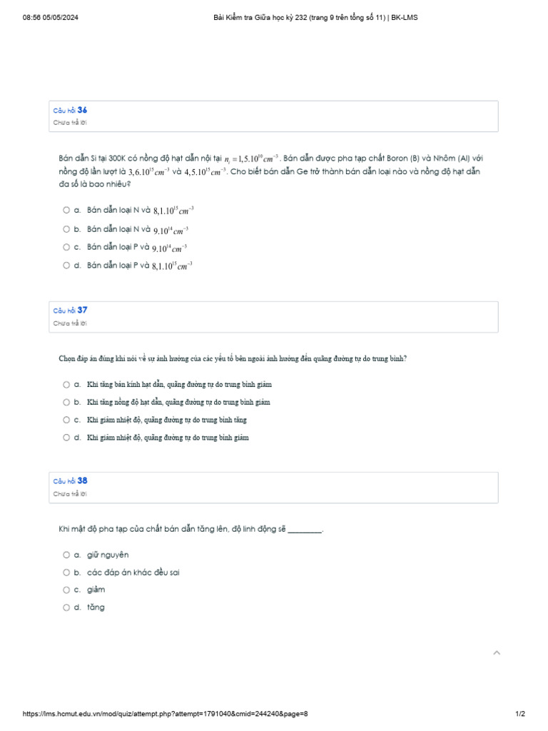 Bài Kiểm Tra Giữa Học Kỳ 232 (Trang 9 Trên Tổng Số 11) - BK-LMS | PDF