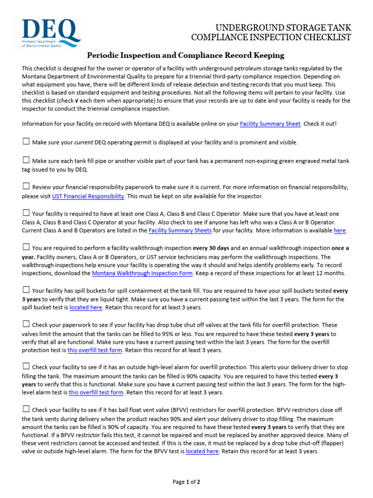 Prepare For A Compliance Inspection Checklist | PDF | Corrosion ...