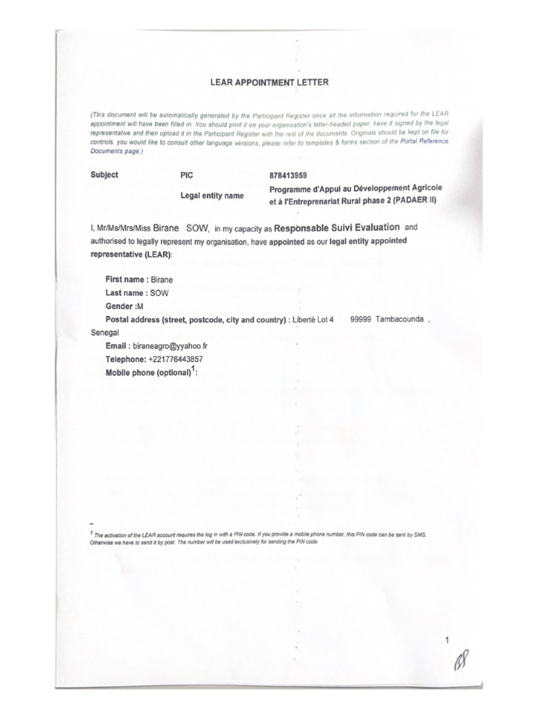 Lear Appointment Letter | PDF