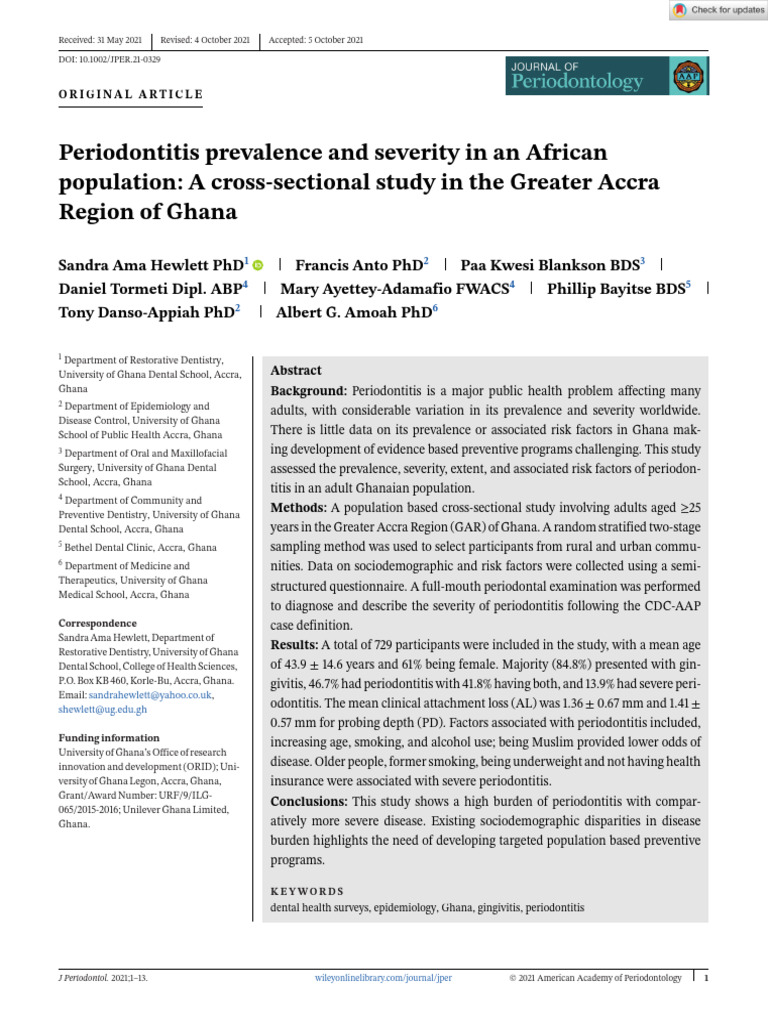Journal of Periodontology - 2021 - Hewlett - Periodontitis Prevalence ...