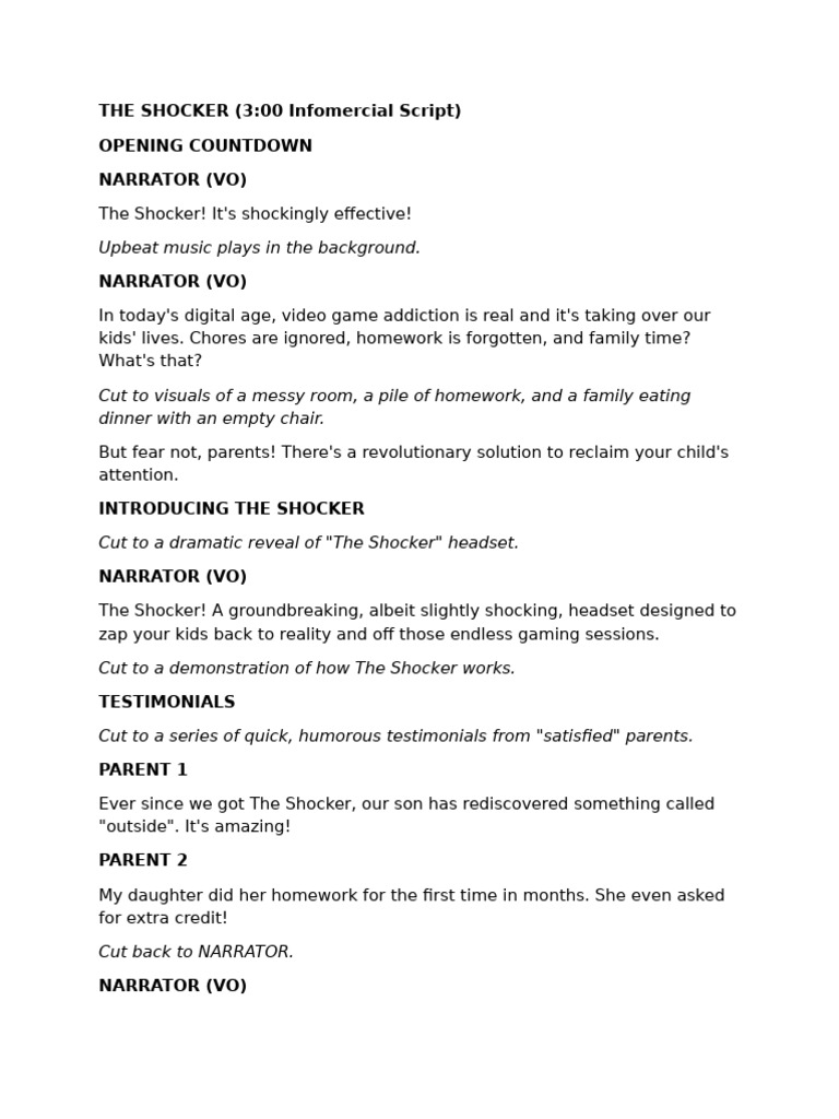 THE SHOCKER Script | PDF