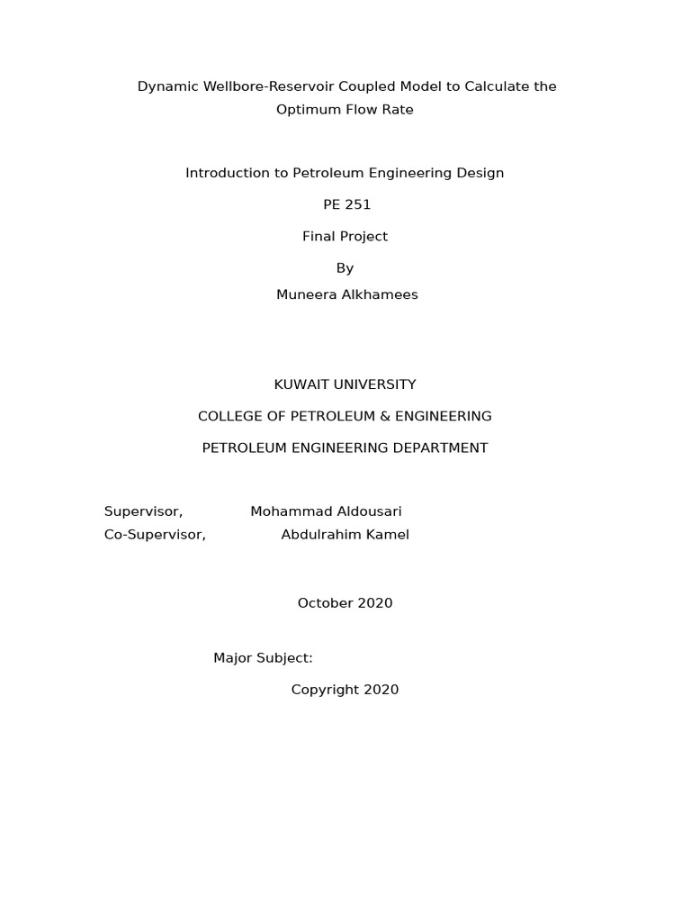 Petroleum Engineering Project | PDF | Petroleum Reservoir | Viscosity