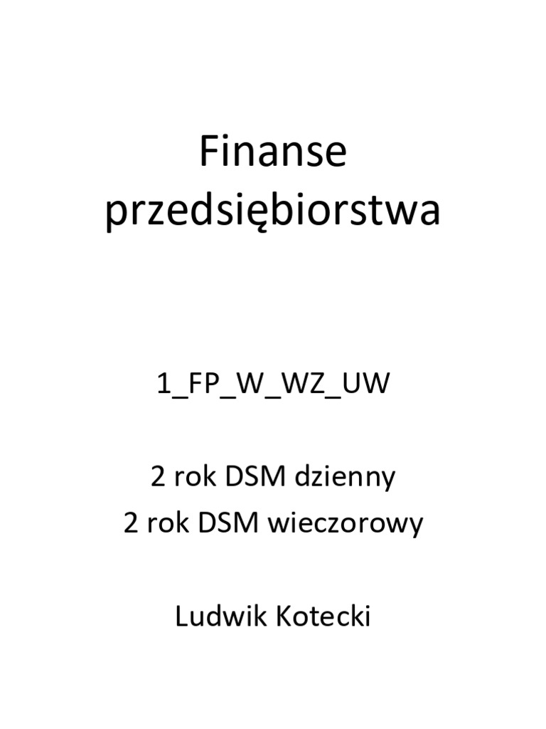 Przedsiębiorstwa: Finanse | PDF