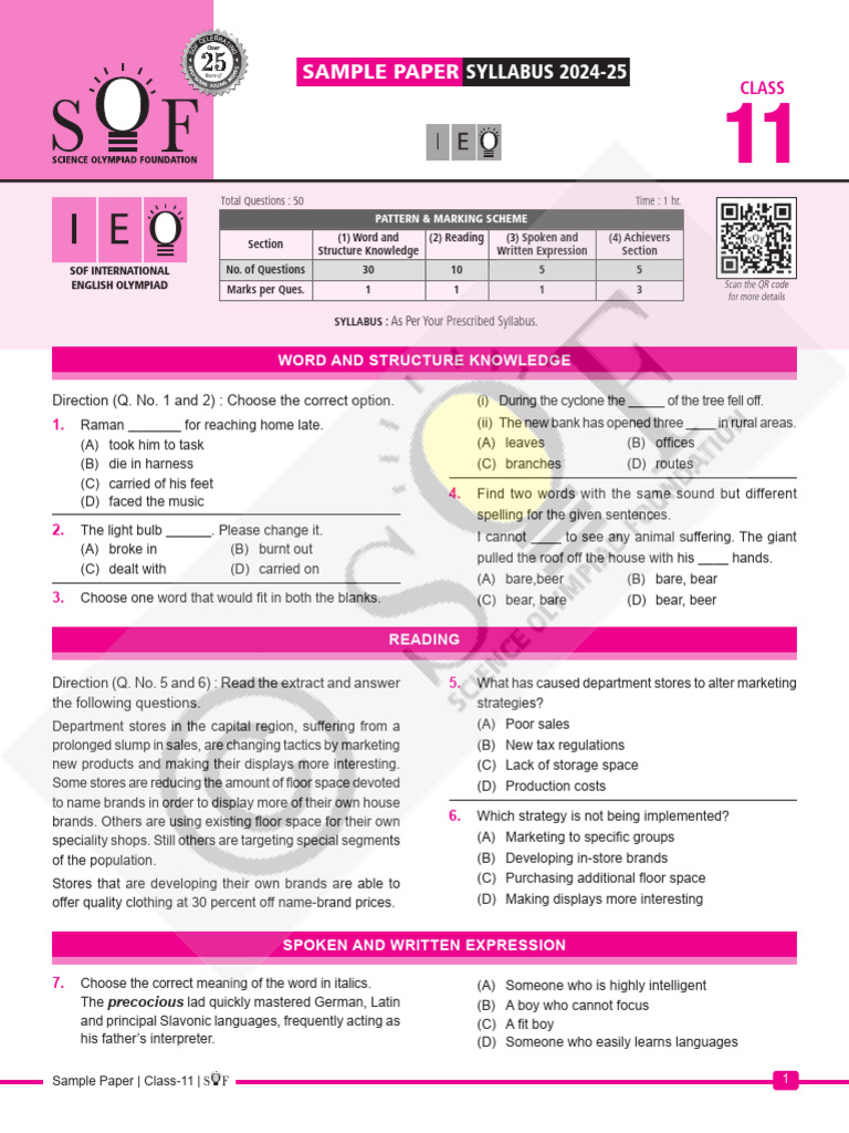 IEO Sample Paper Class-11 | PDF | Brand | Marketing