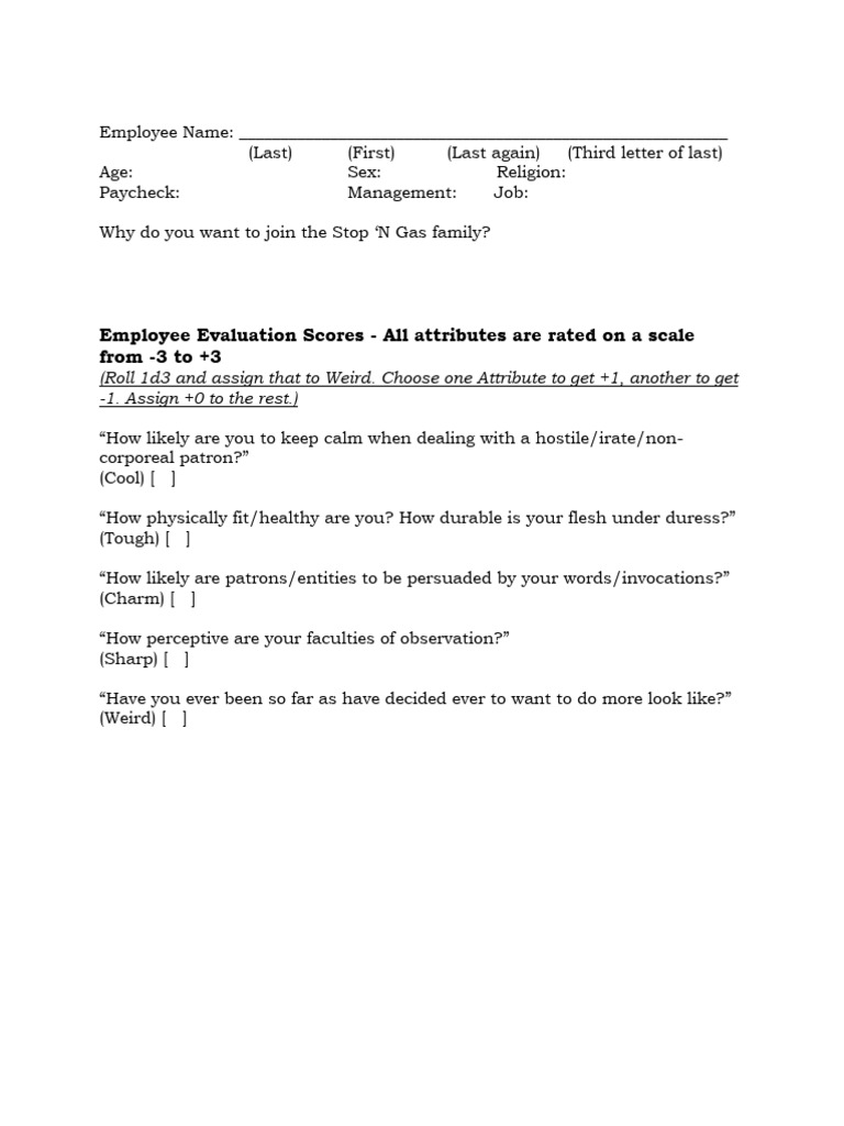 Night SHift - Character Sheet | PDF