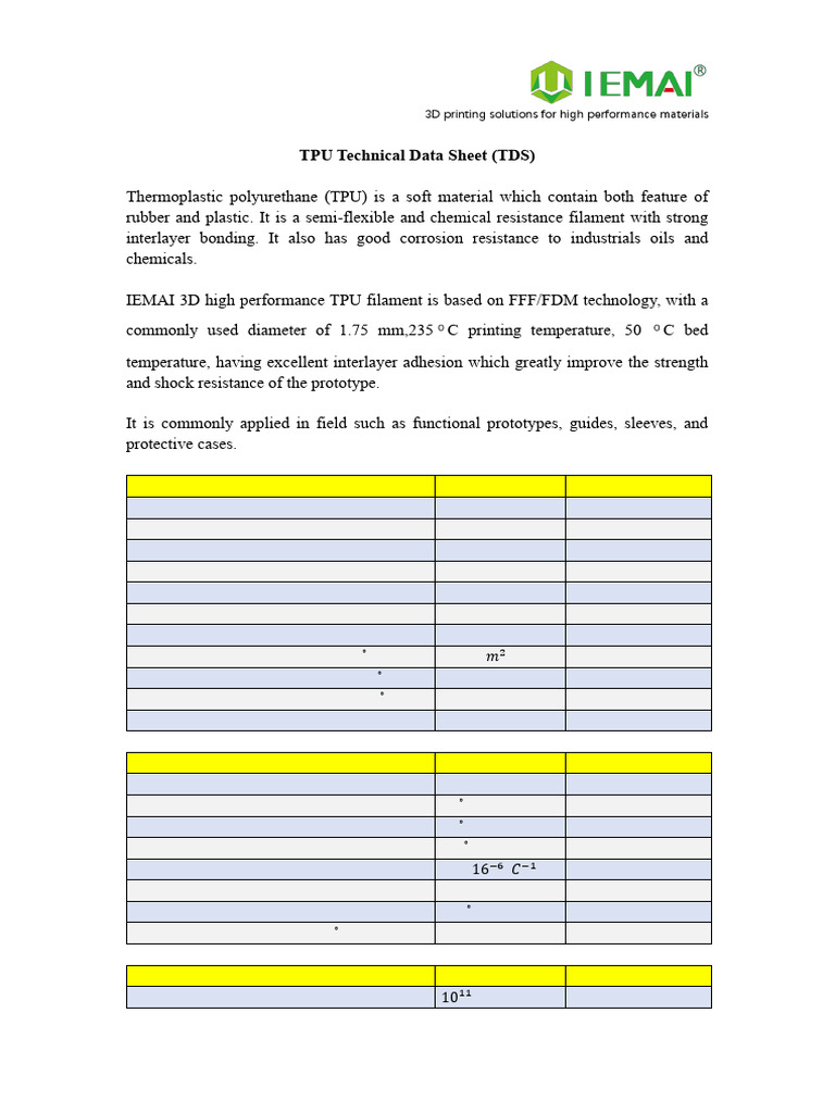 3D TPU_TDS | PDF | Industrial Processes | Applied And Interdisciplinary Physics