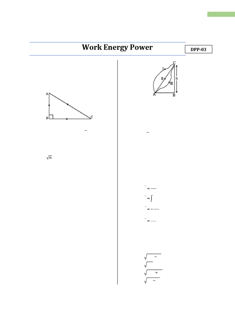 Work Power Energy - DPP 03 | PDF | Force | Potential Energy