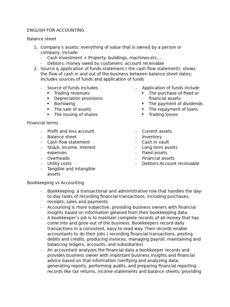 ENGLISH-FOR-ACCOUNTING | PDF | Debt | Bookkeeping