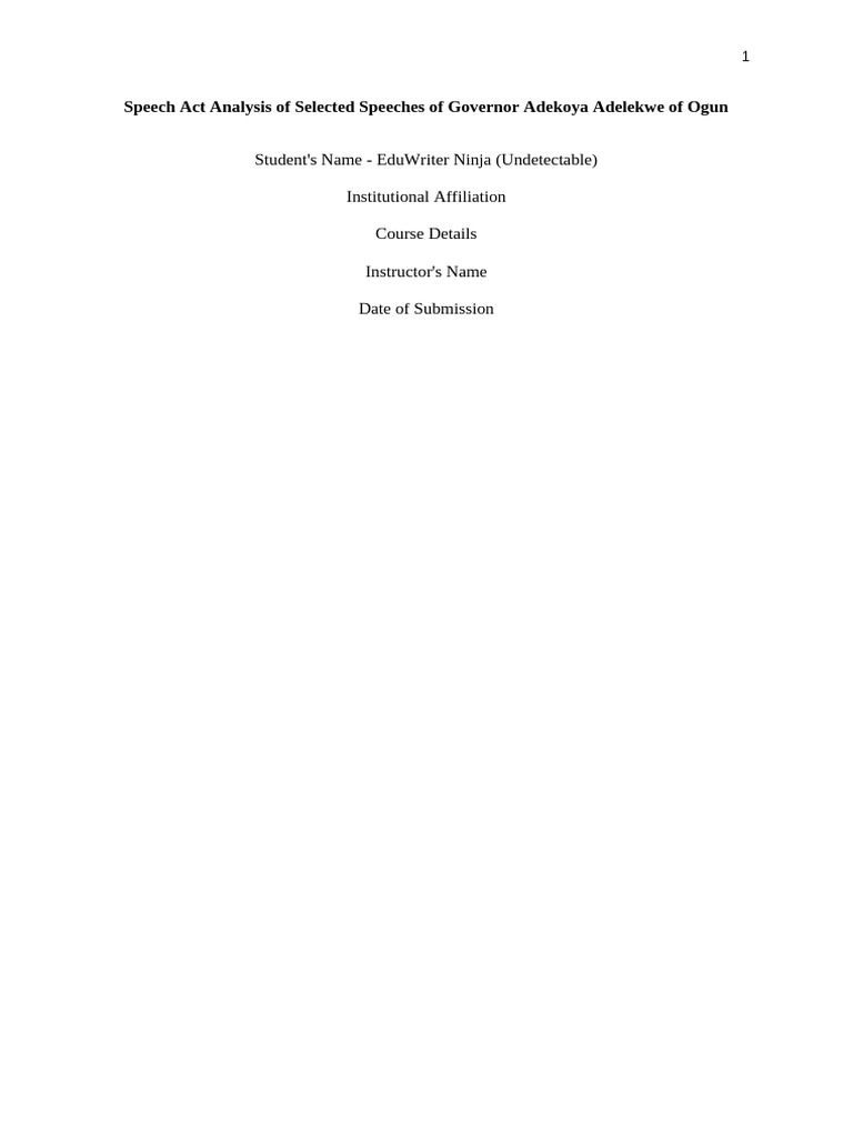 Speech Act Analysis of Ogun Governor's Speeches | PDF | Human ...