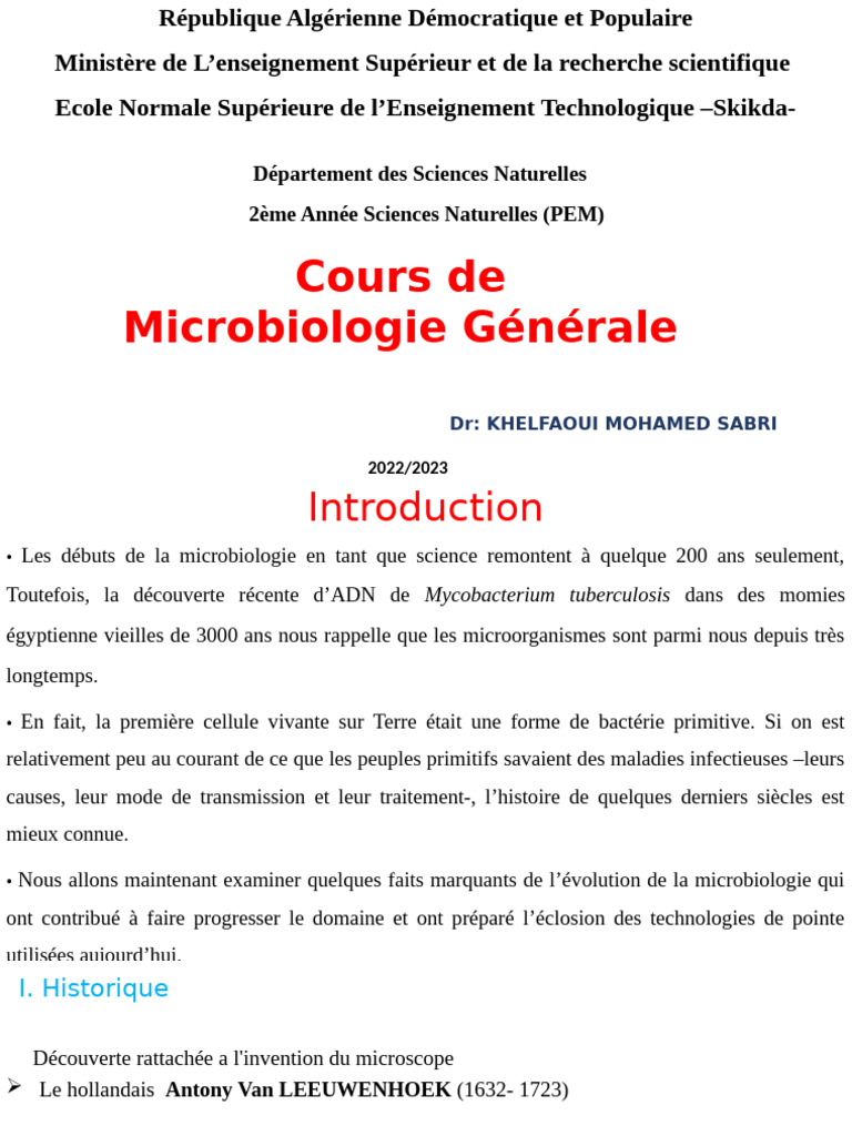 Introduction à la Microbiologie | PDF | Cellule (Biologie) | Prokaryota