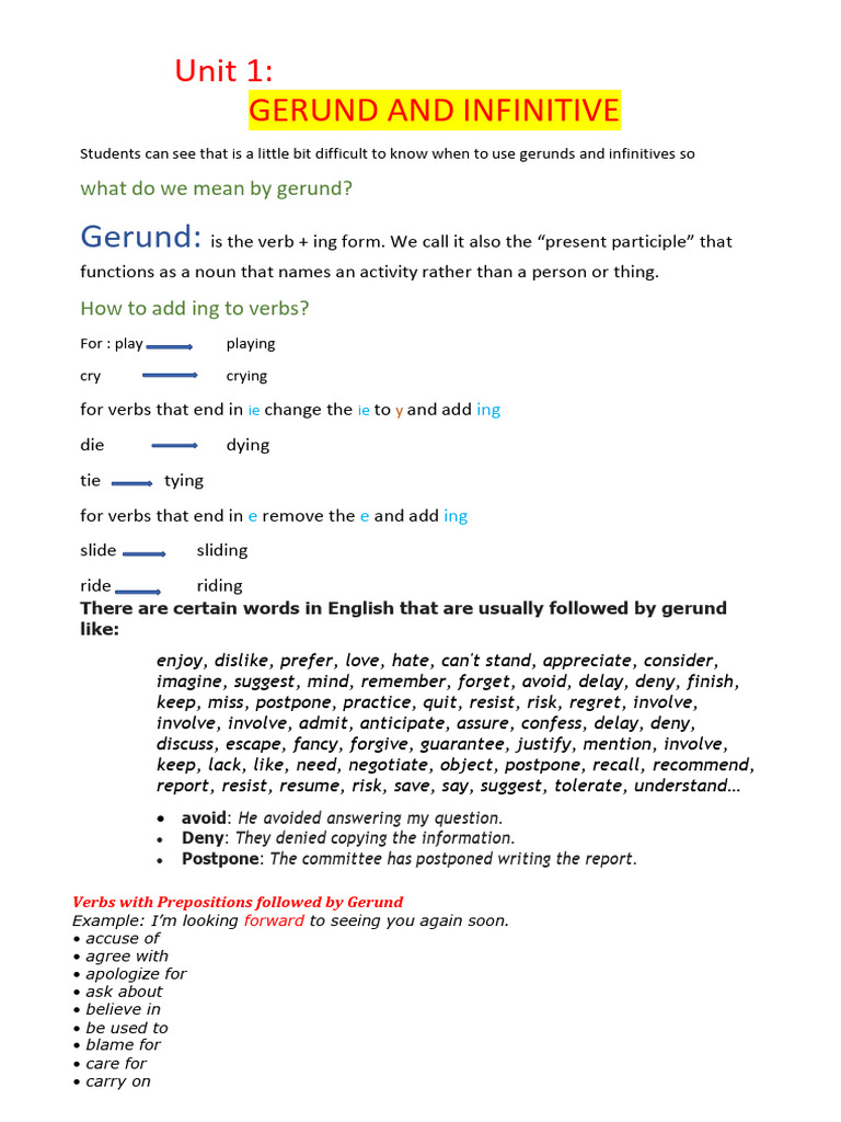 Gerunds and Infinitives Explained | PDF | Verb | Language Mechanics