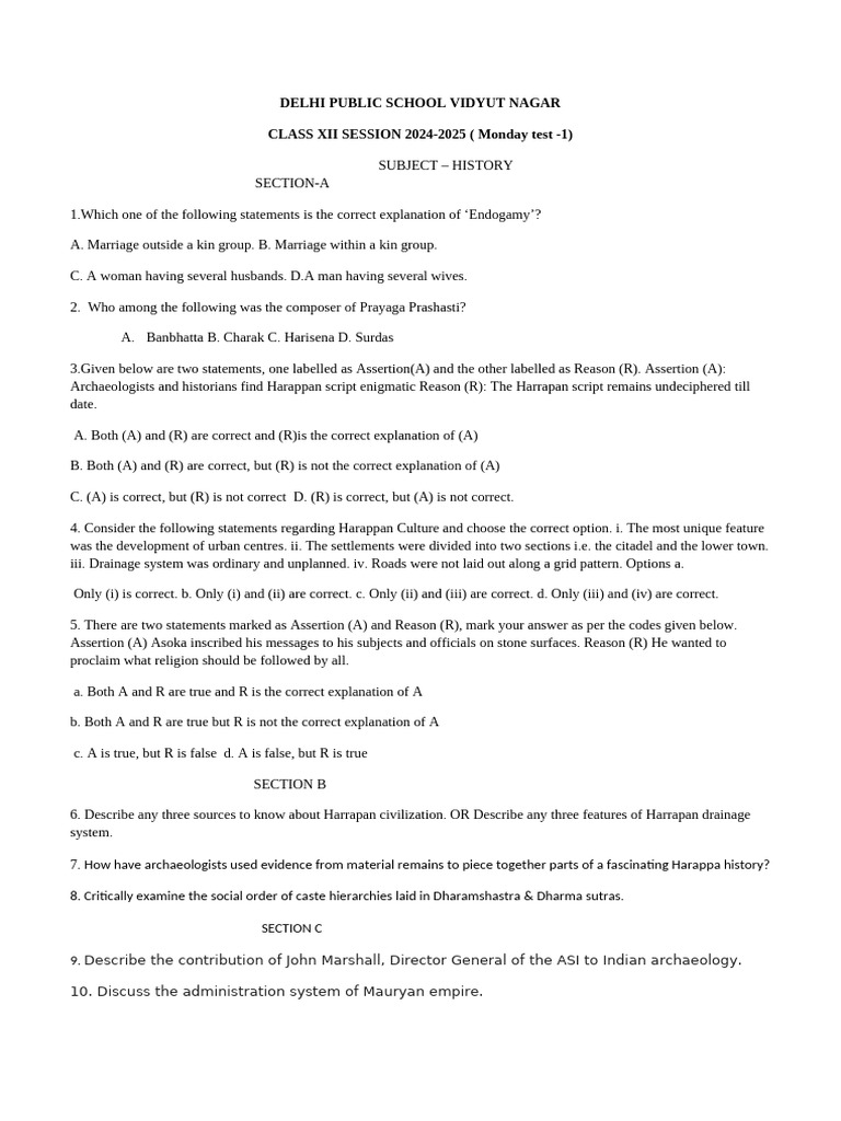 monday test history | PDF