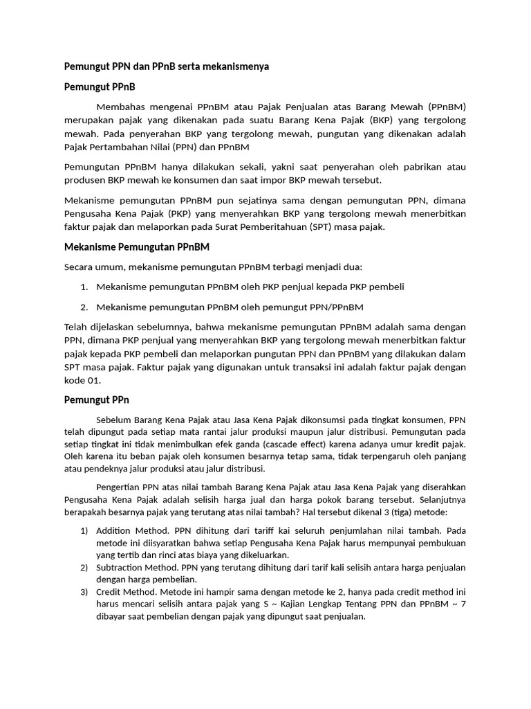 Pemungut PPN Dan PPNB Serta Mekanismenya | PDF