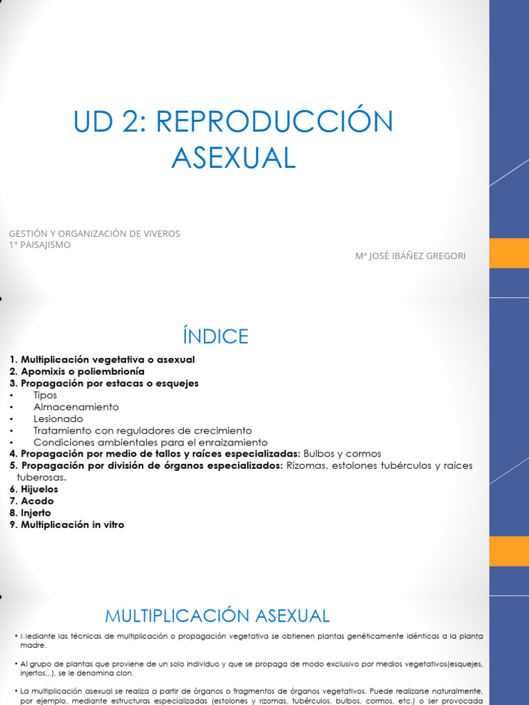 Ud2 Reproducción Asexual 1 | PDF | Tallo de la planta | Injerto