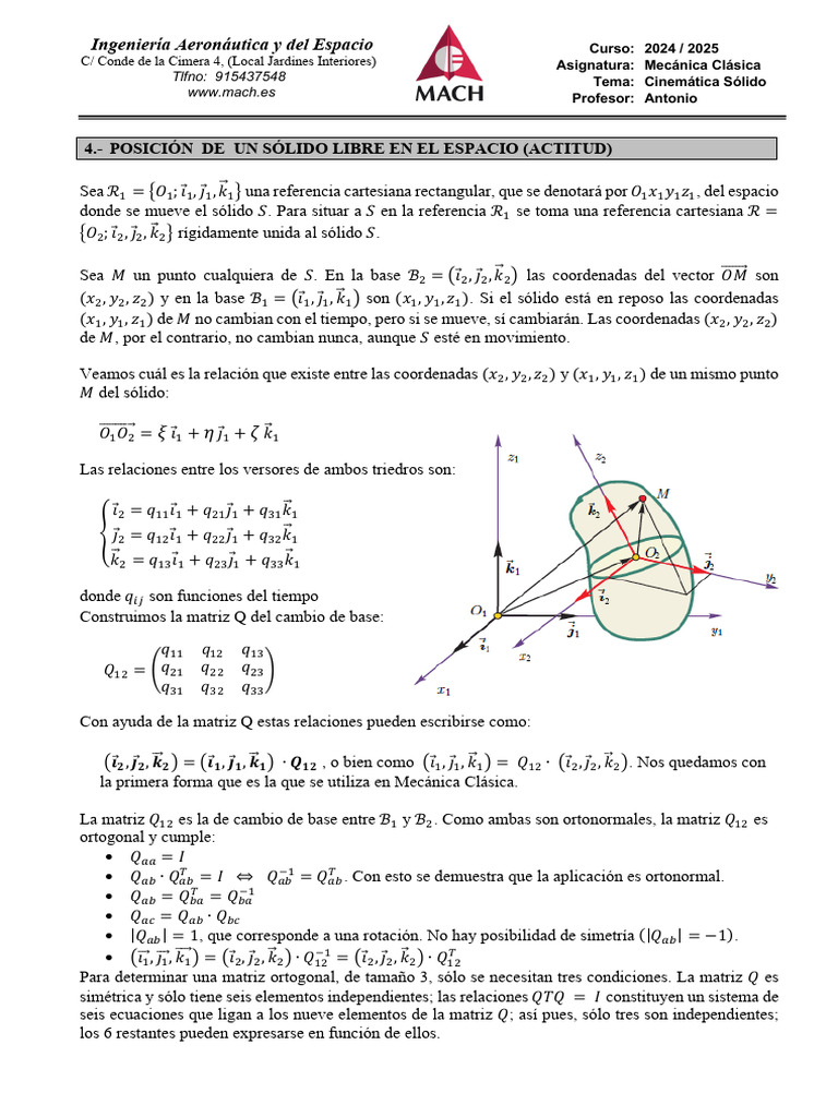 Cinemática y Ángulos de Euler | PDF | Rotación | Velocidad