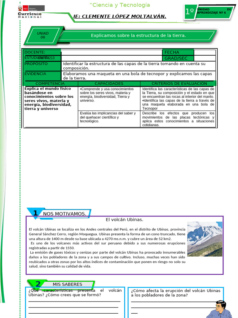 A-1º Act 1 Cyt Und 6 - Sem 1 | PDF | Placas tectónicas | Temblores