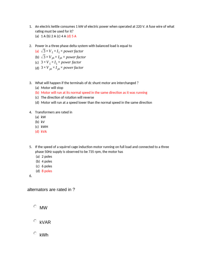 An electric kettle consumes 1 kW of electric power when operated at 220 V | PDF | Pump ...