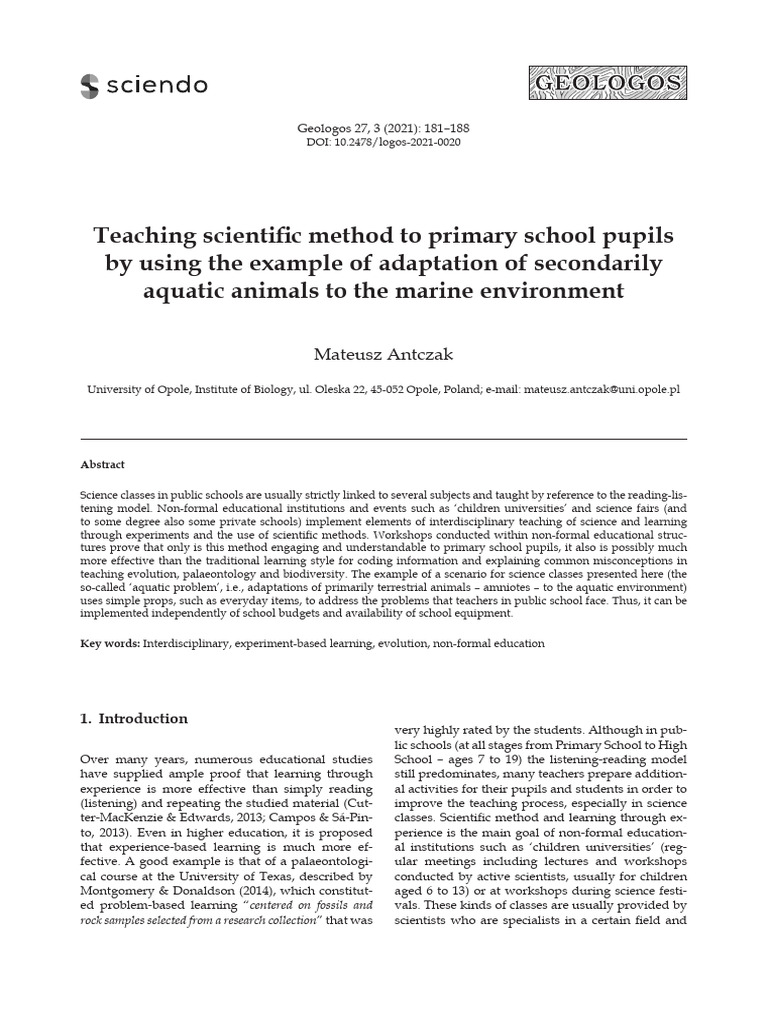Teaching Scientific Method To Prima | PDF | Science | Teachers
