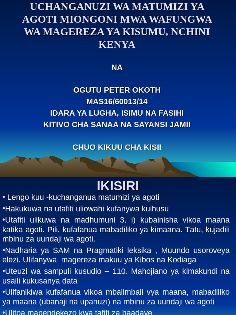 NA Ogutu Peter Okoth MAS16/60013/14 Idara Ya Lugha, Isimu Na Fasihi Kitivo Cha Sanaa Na Sayansi ...