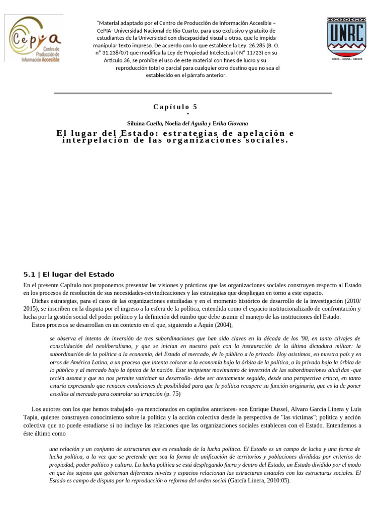 Apunte Nº25 Movimientos Sociales Cap5 | PDF | Estado (política) | Cooperativa