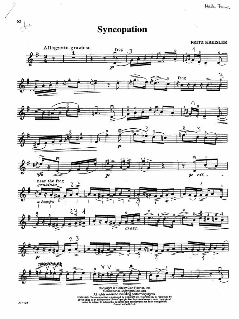 KREISLER - Syncopation - Dedilhada | PDF