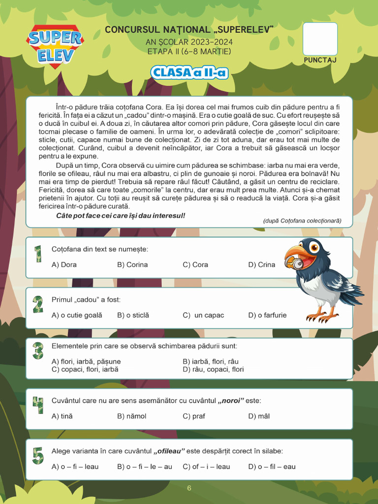 Super-Elev 2023-2024, Etapa II, Clasa 2 | PDF