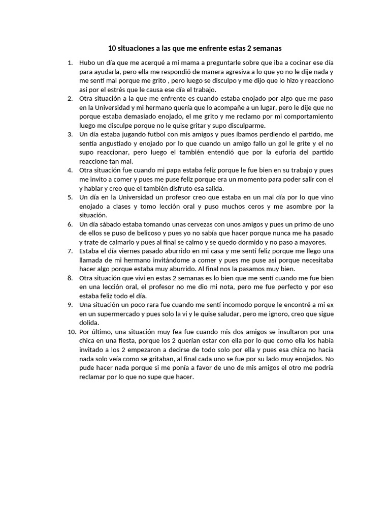 10 Situaciones A Las Que Me Enfrente Estas 2 Semanas | PDF