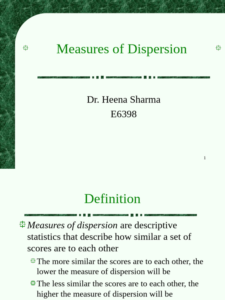 Understanding Measures of Dispersion | PDF | Variance | Standard Deviation