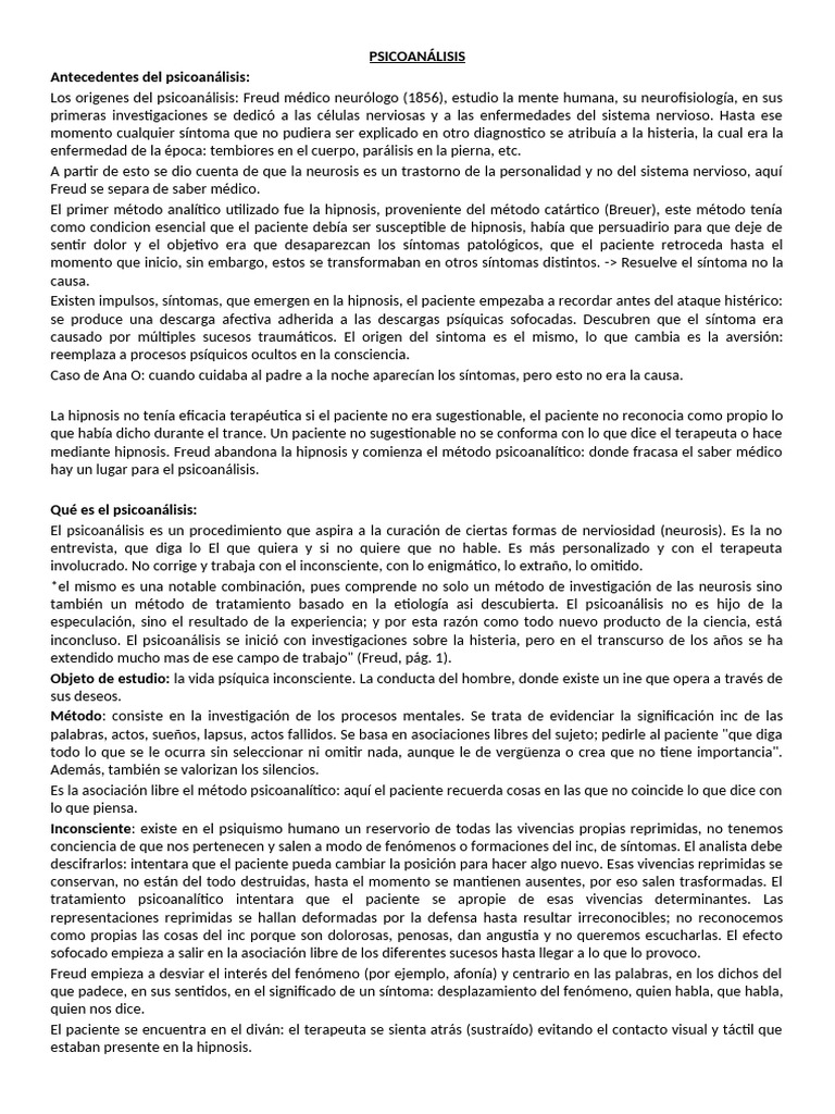 Psicoanalisis, Otro Resumen | PDF | Psicoanálisis | Neurosis