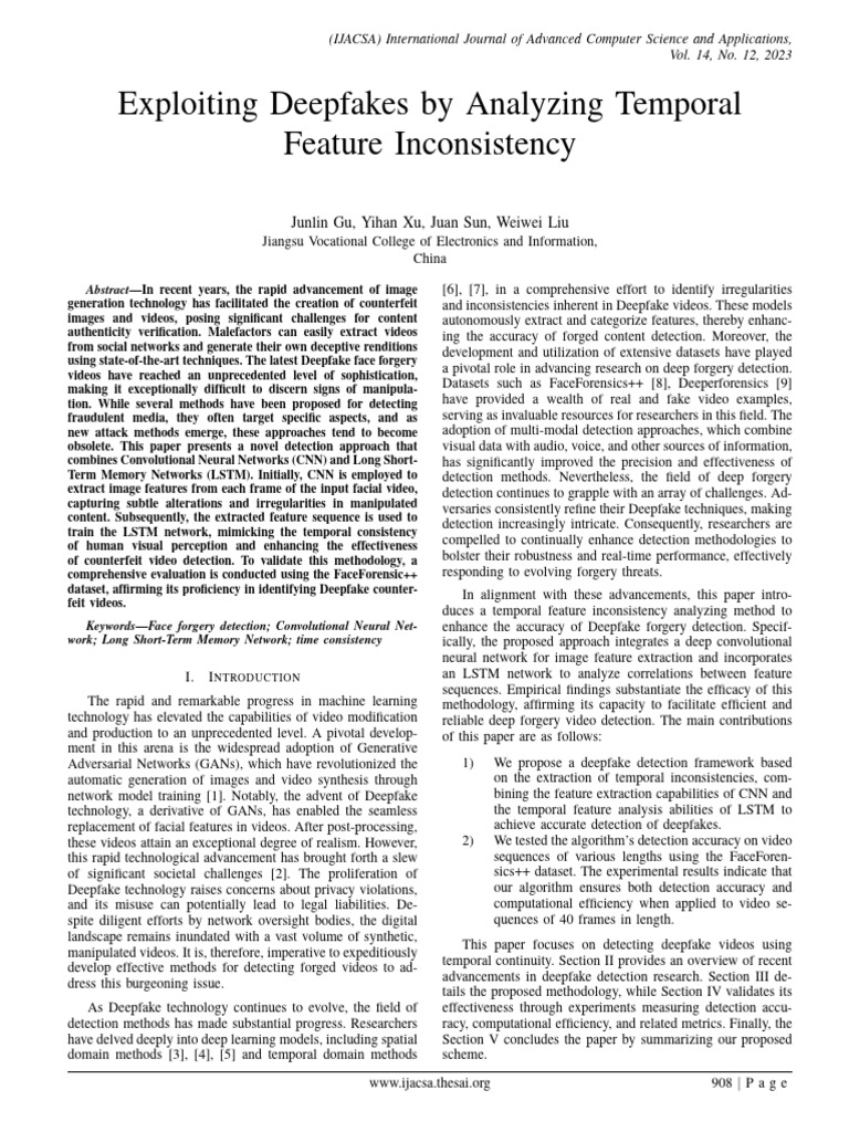 Deepfake Detection via Temporal Analysis | PDF | Artificial Neural ...