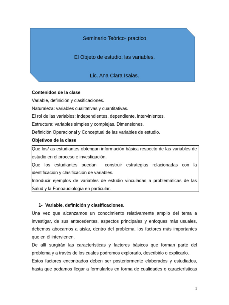 Clasificación y Definición de Variables | PDF | Medición | Teoría