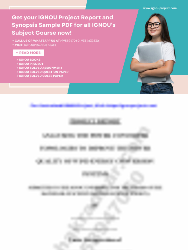 Get Your IGNOU Project Report and Synopsis Sample PDF For All IGNOU's Subject Course Now! | PDF