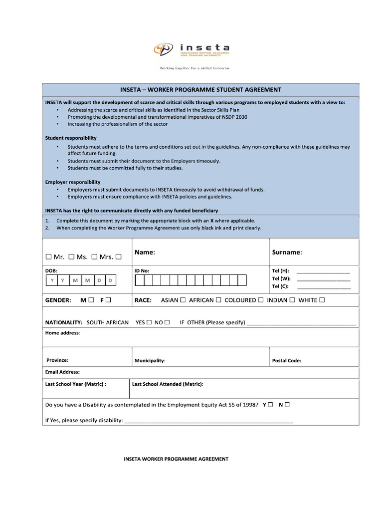 Inseta Worker Programme Agreement | PDF