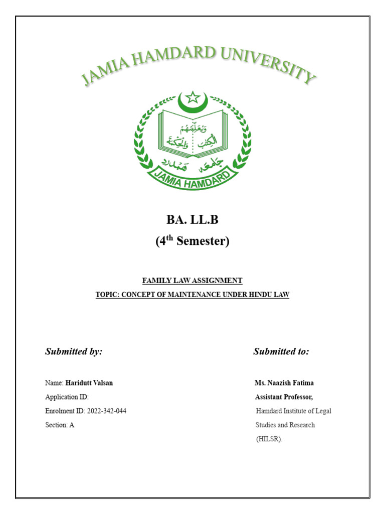 Hari Family Law Cover Page | PDF