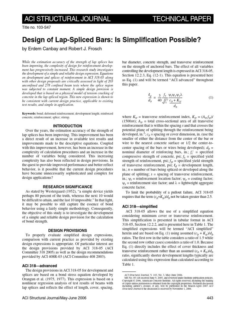 Design of Lapped Spliced Bars | PDF | Strength Of Materials | Materials