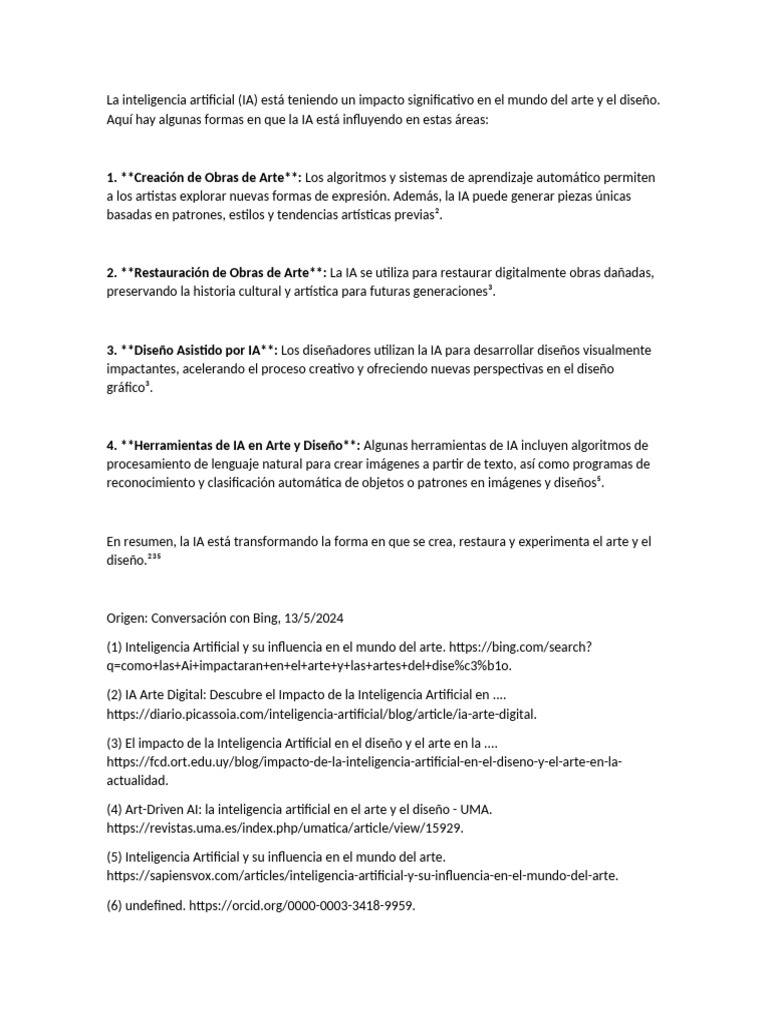 Inteligencia Artificial y su influencia en el mundo del arte | PDF ... Inteligencia Artificial y su influencia en el mundo del arte | PDF ...