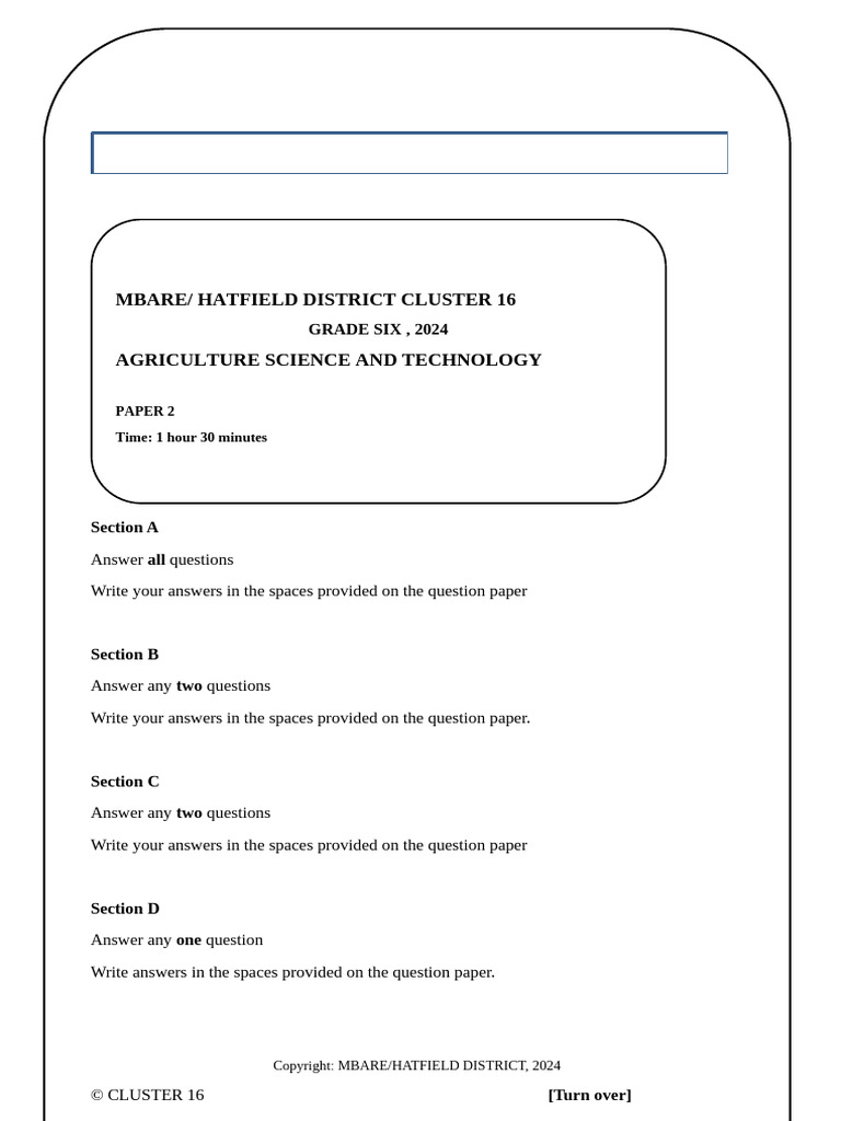 Grade 6 Agric Sci & Tech Mbare Hatfield District | PDF | Plants | Bees