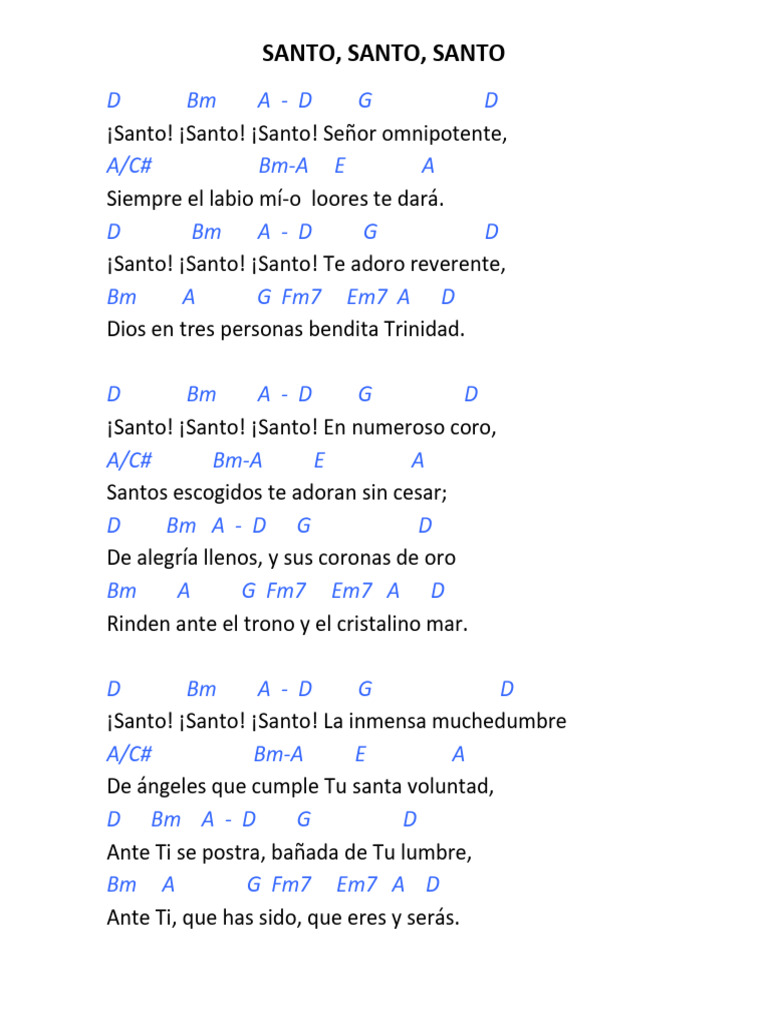 Himno - Santo, Santo, Santo (D) | PDF