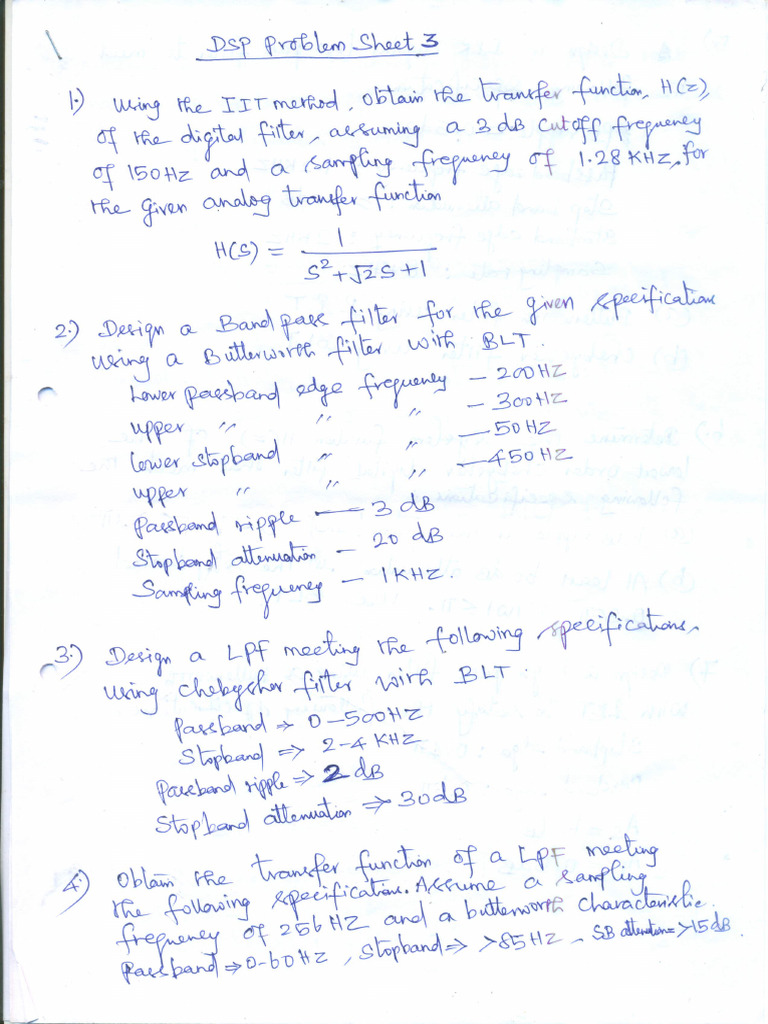 DSP Problemsheet 2 | PDF
