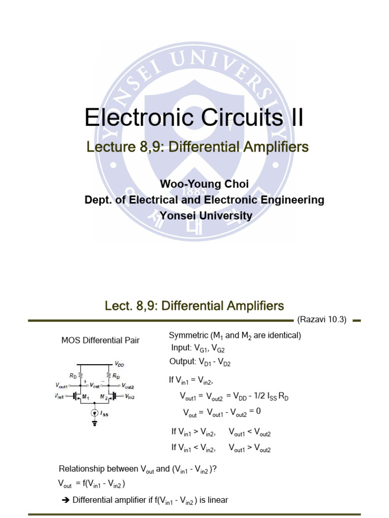Lect 8,9 Differential Amplifiers | PDF | Amplifier | Operational Amplifier