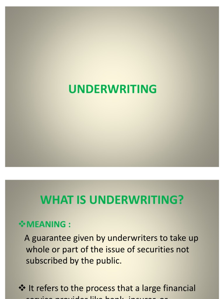 Understanding Underwriting in Finance | PDF