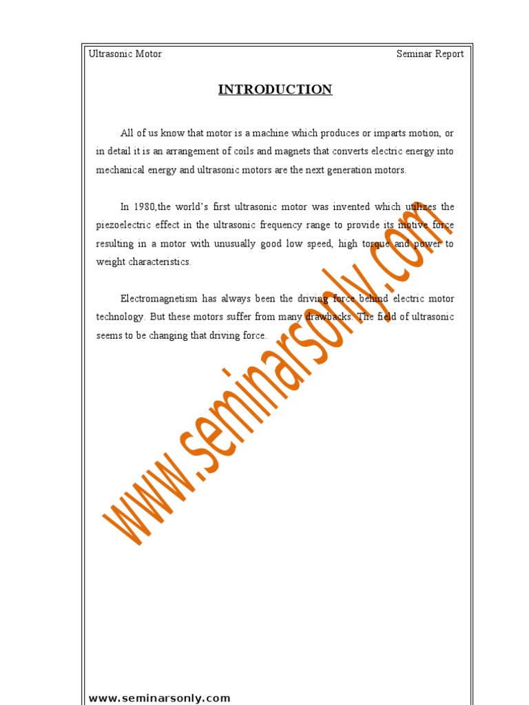 Ultrasonic Motors: Principles & Benefits | PDF | Piezoelectricity ...