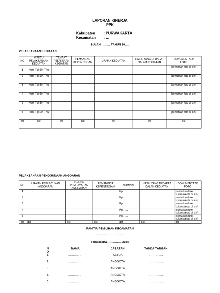 Laporan Kinerja PPK Purwakarta | PDF